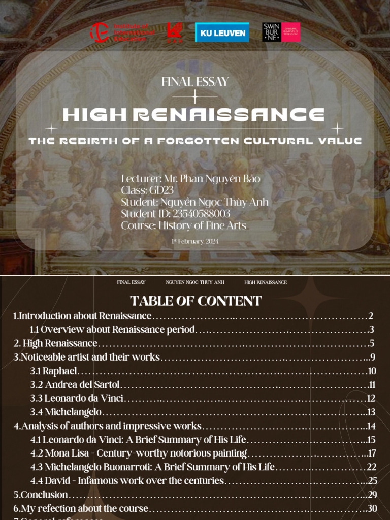 HIGH RENAISSANCE - THE REBIRTH OF A FORGOTTEN CULTURAL VALUE | PDF ...
