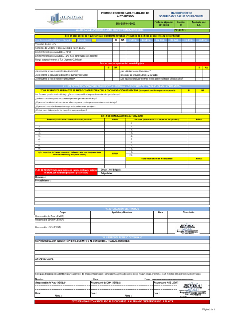 Formato de Inspeccion Petar-Sst, Pag 2 | Descargar gratis PDF | Seguridad y salud ocupacional ...