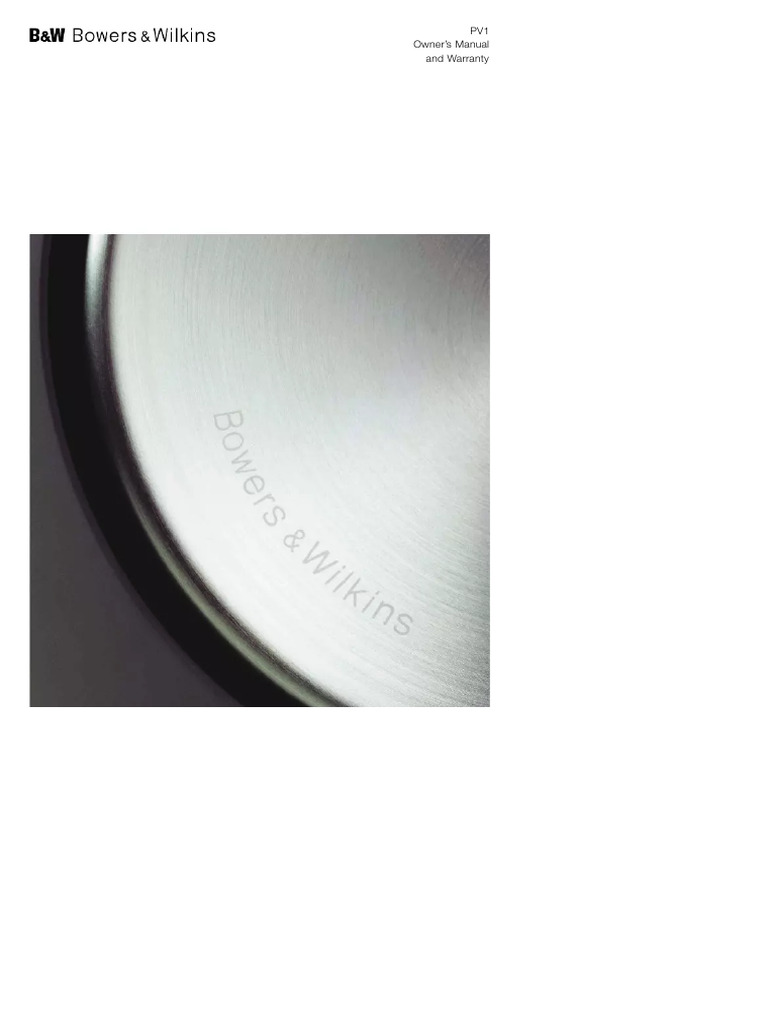 User Manual Bowers & Wilkins PV1 | PDF