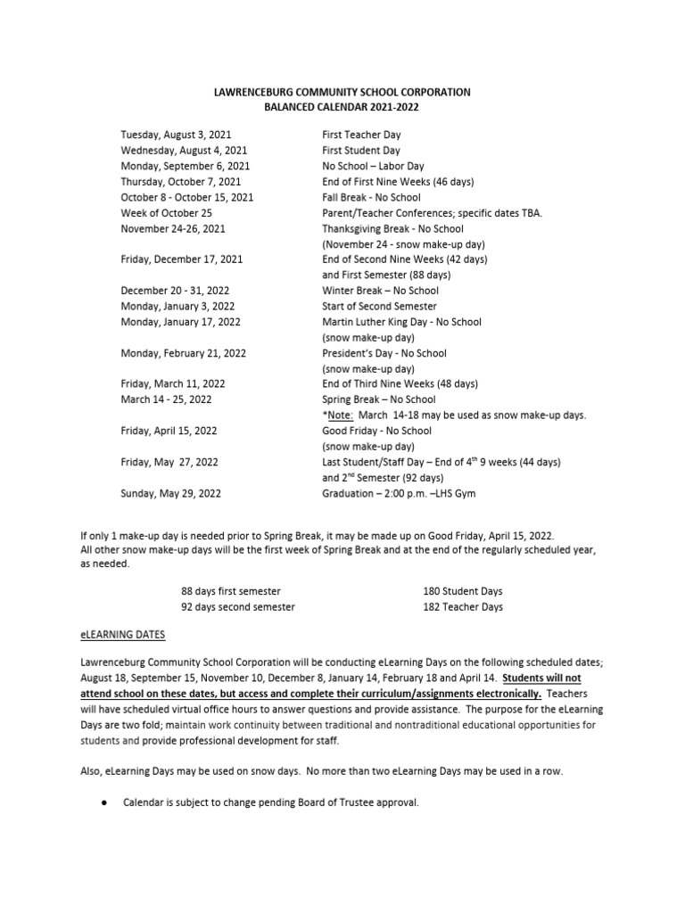 2021-2022 LCSC Calendar | PDF | Academic Term