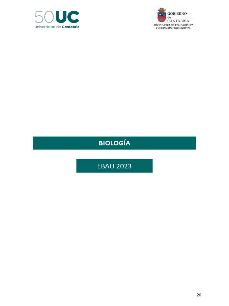 Especificaciones Examen Biología EBAU 2023 | PDF | Sistema inmune ...
