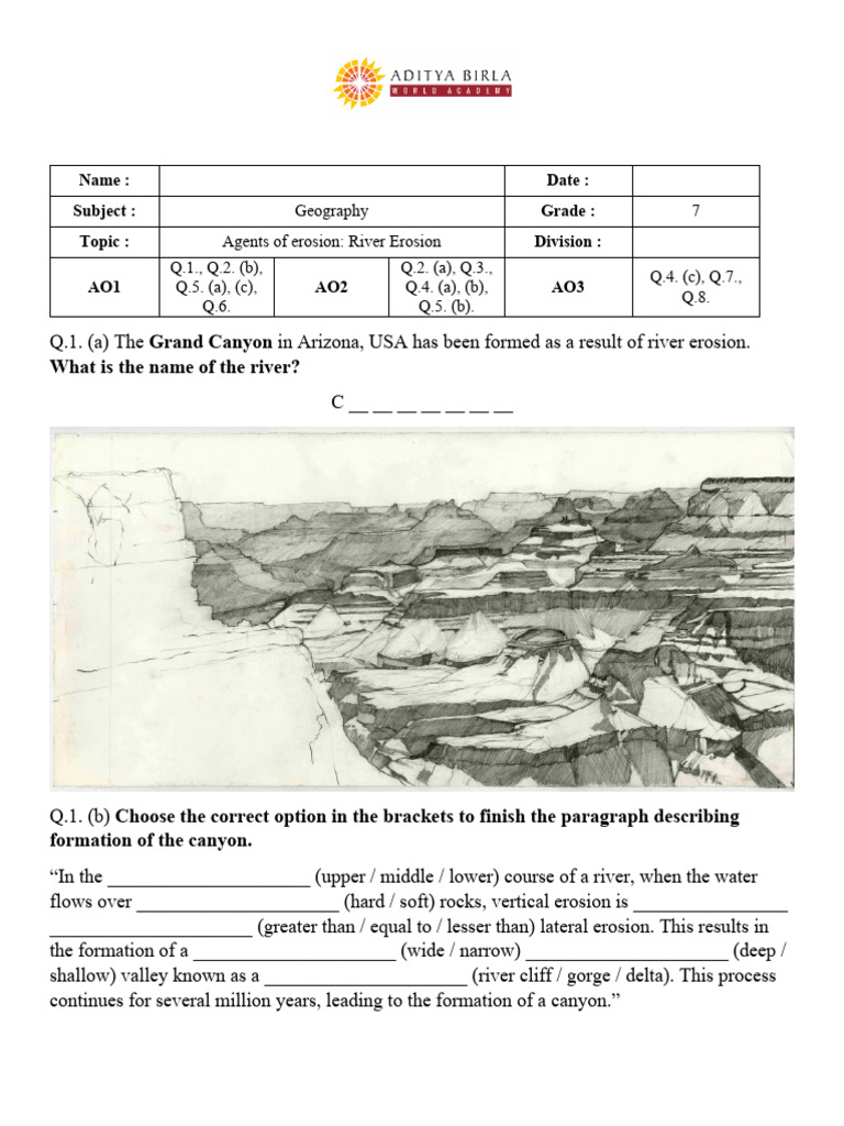 Worksheet - River Erosion | Download Free PDF | River | Erosion