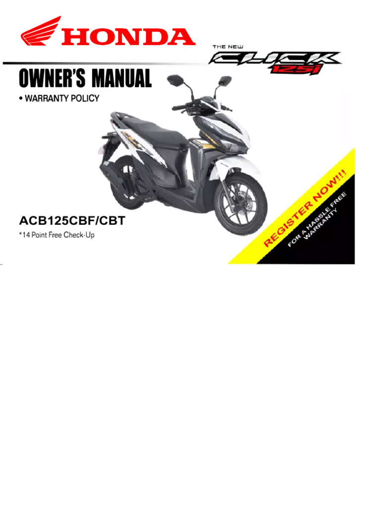 User Manual Honda Click125i (2022) (English - 130 Pages) | PDF