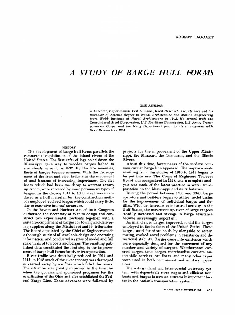 A STUDY OF BARGE HULL FOMS - Robert Taggart 1956 | PDF | Hull ...