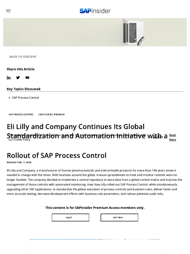 Eli Lilly and Company Continues Its Global Standardization and Automation Initiative With A ...