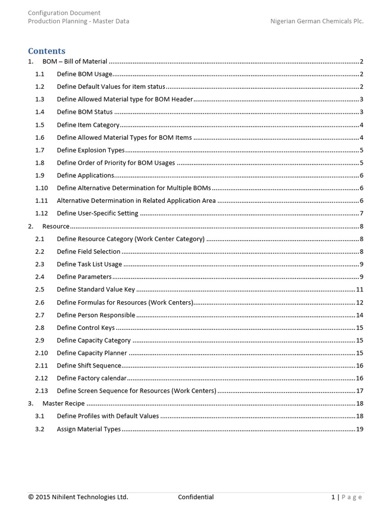 Sap Pp Configuration Guide Bom Resource Master Recipe Pdf Computing