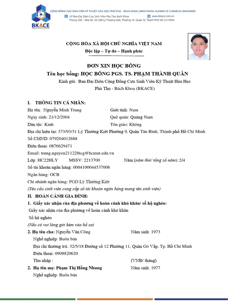 BKACE - Don Xin Hoc Bong PGS. TS. Pham Thanh Quan | PDF