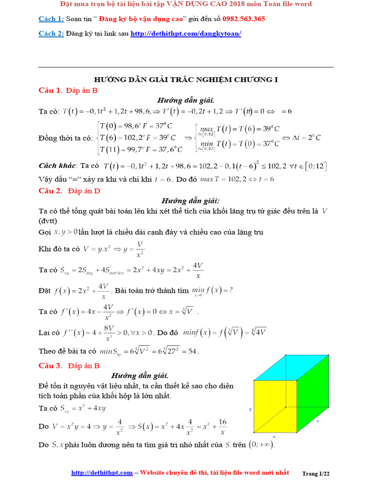 Tài liệu Toán 12 Chuyên đề vận dụng cao C1 - HDG - BTTN | PDF