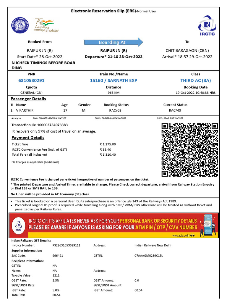 TRAIN TICKET 2 | PDF | Identity Document