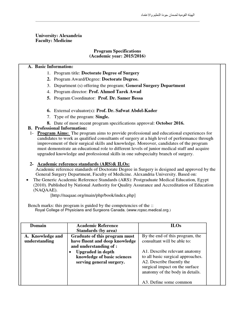 Doctorate in Surgery Program | PDF | Surgery | Medical Diagnosis