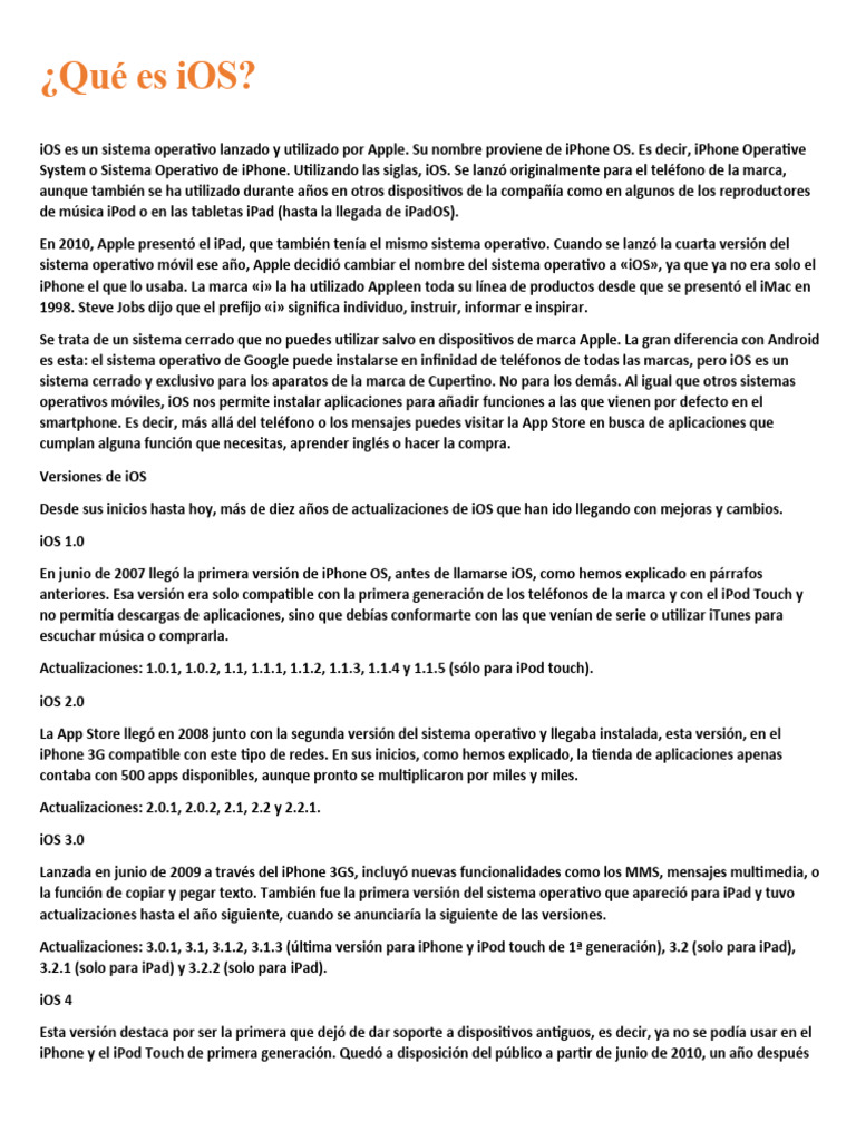 Qué es iOS | PDF | Ios | Yo telefono