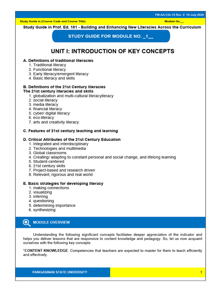 Study Guide: 21st Century Literacies | PDF | Literacy | Learning