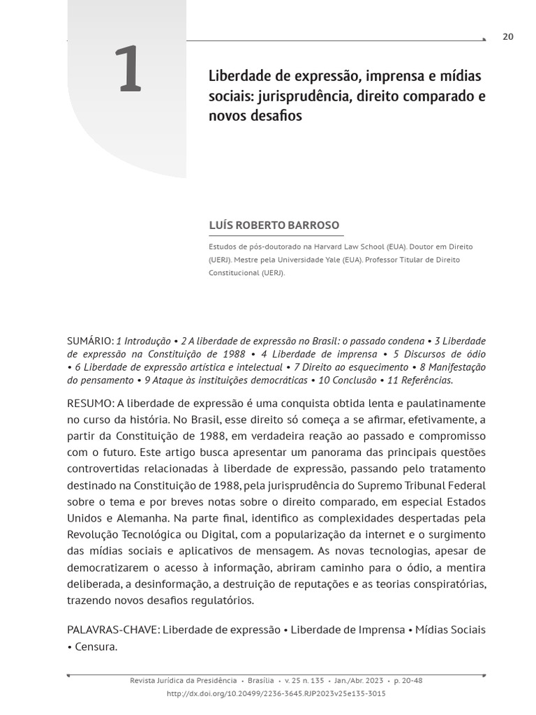 Liberdade de Expressão e Mídias Sociais | PDF | Liberdade de expressão ...