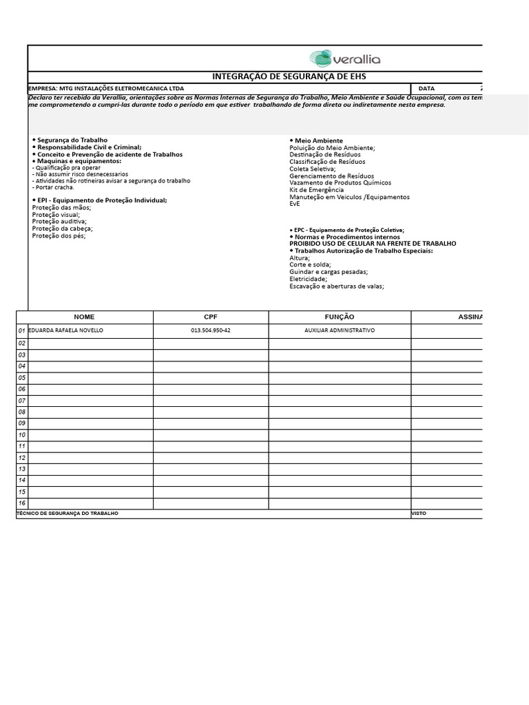 Formulário de Integração de Segurança - FCB2 (16512) | PDF