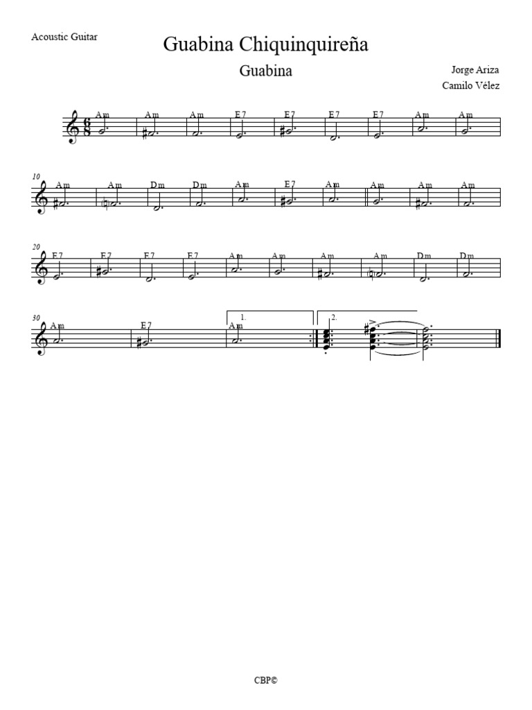 Guabina Chiquinquireña - Guitarra | PDF