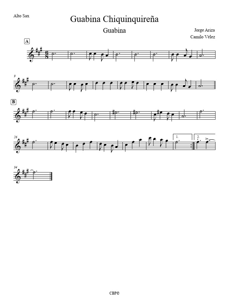 Guabina Chiquinquireña - SAXO ALTO | PDF