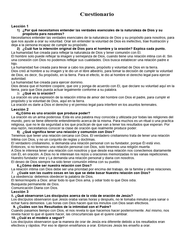 Oración y Relación con Dios para Niños | PDF | Oración | Rápido