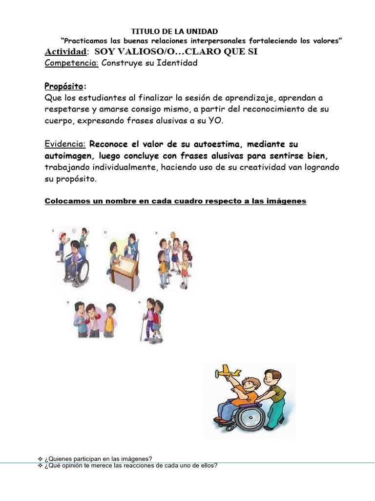 Tema 1. Soy Valioso. Dpcc. | PDF | Autoestima | Cognición