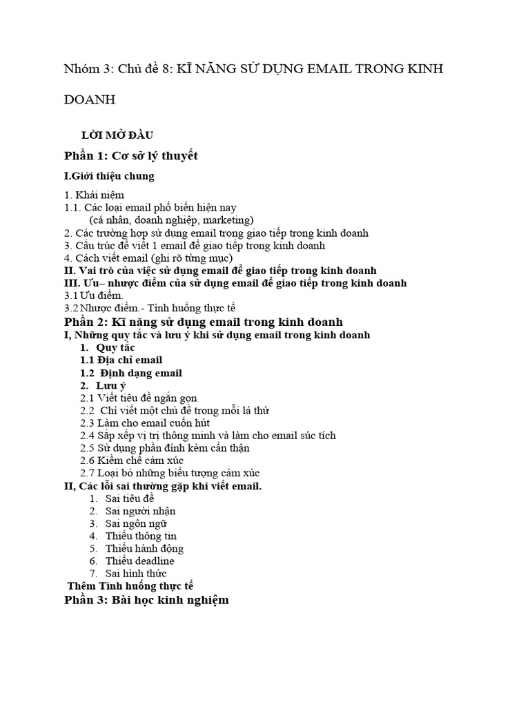 Outline giao tiếp trong kinh doanh | PDF