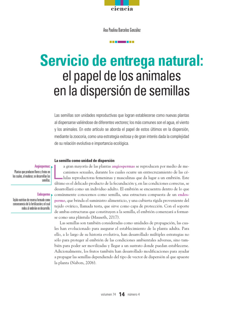 Dispersión de semillas por animales | PDF | Semilla | Embrión