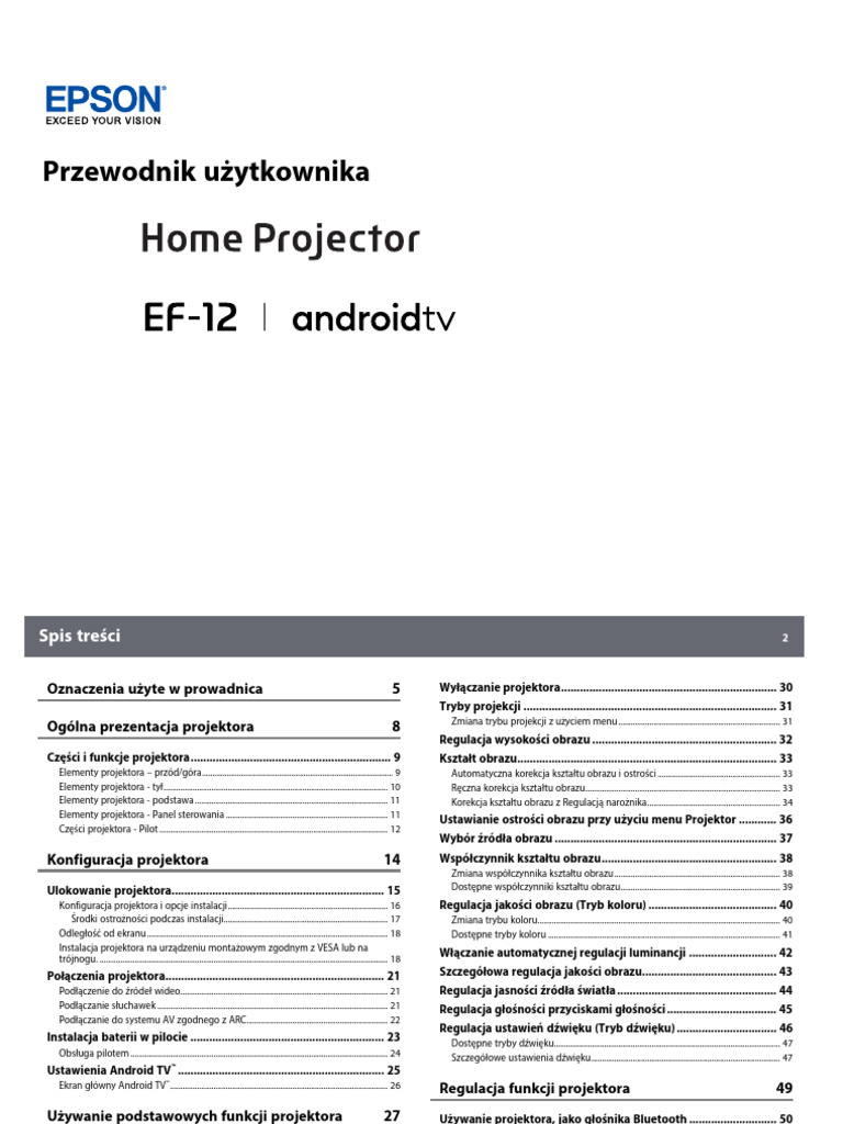 Instrukcja Obslugi EPSON EF 12 | PDF