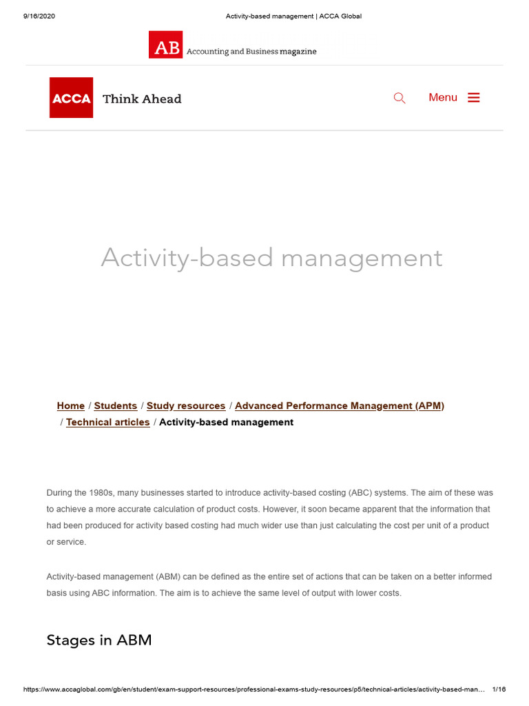 Activity-Based Management Explained | PDF | Quality Management ...