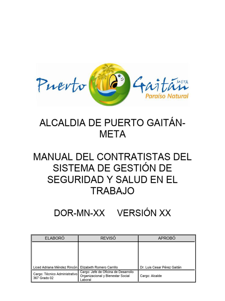 DOR-MN-xx V0xx Manual de Contratistas Del SG-SST | PDF | La seguridad