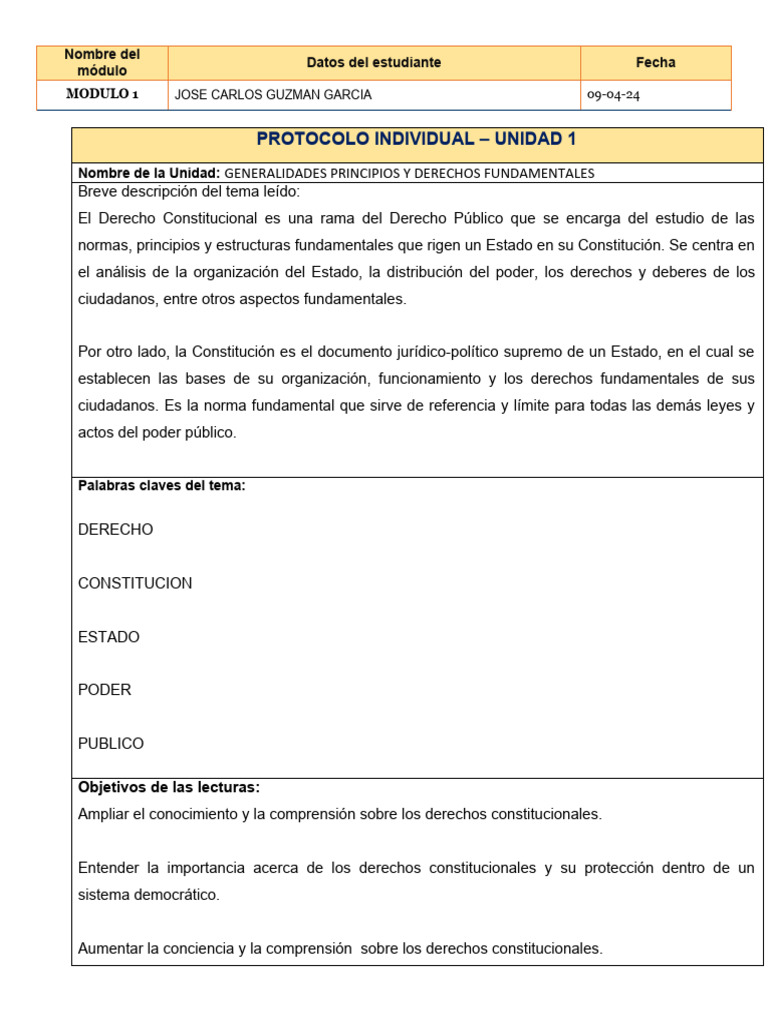 Protocolo Individual Unidad 1 Generalidades Principios y Derechos Fundamentales-Jose Guzman ...