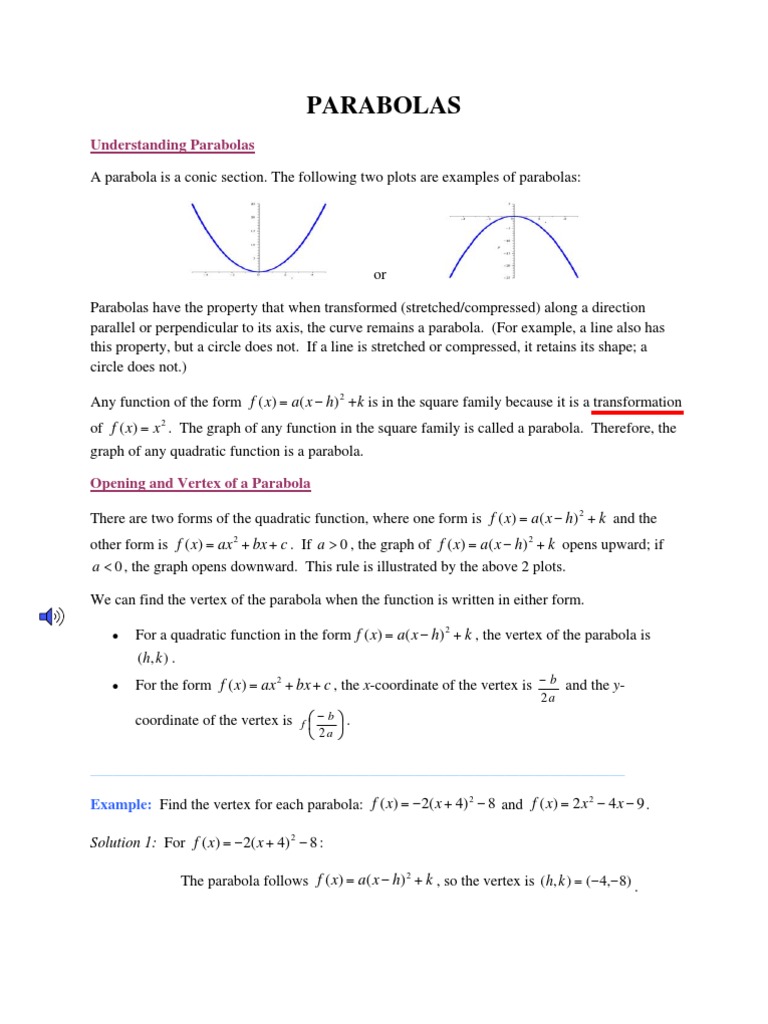 Parabolas | Download Free PDF | Quadratic Equation | Shape