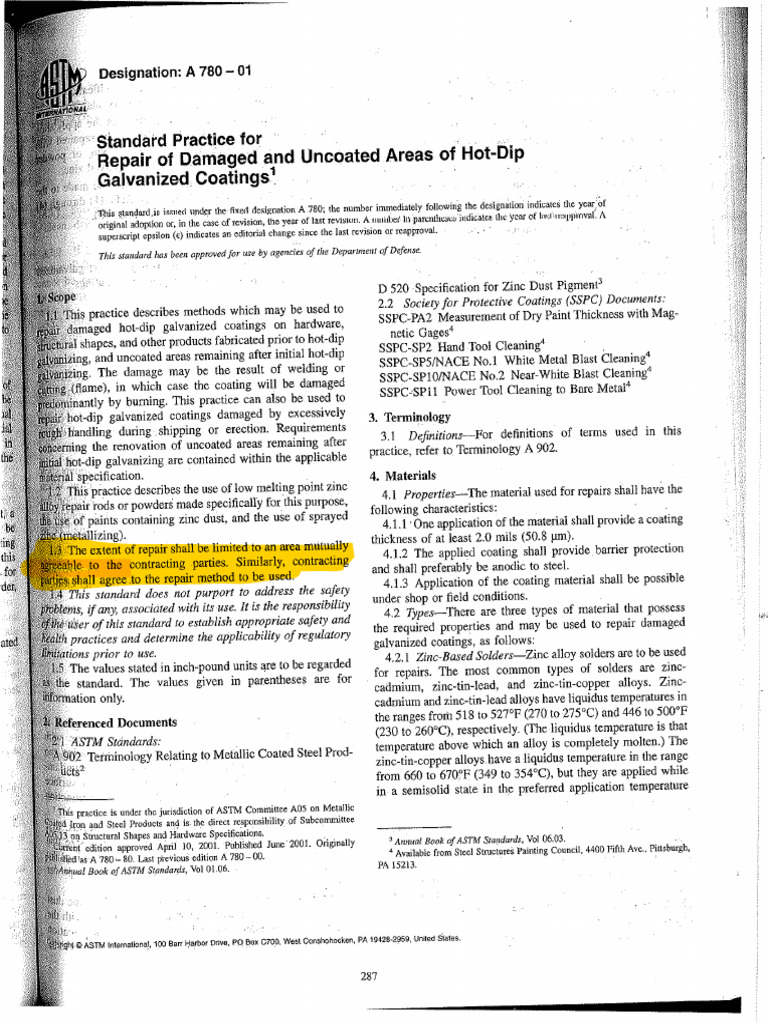 Astm A780 - 01 | PDF