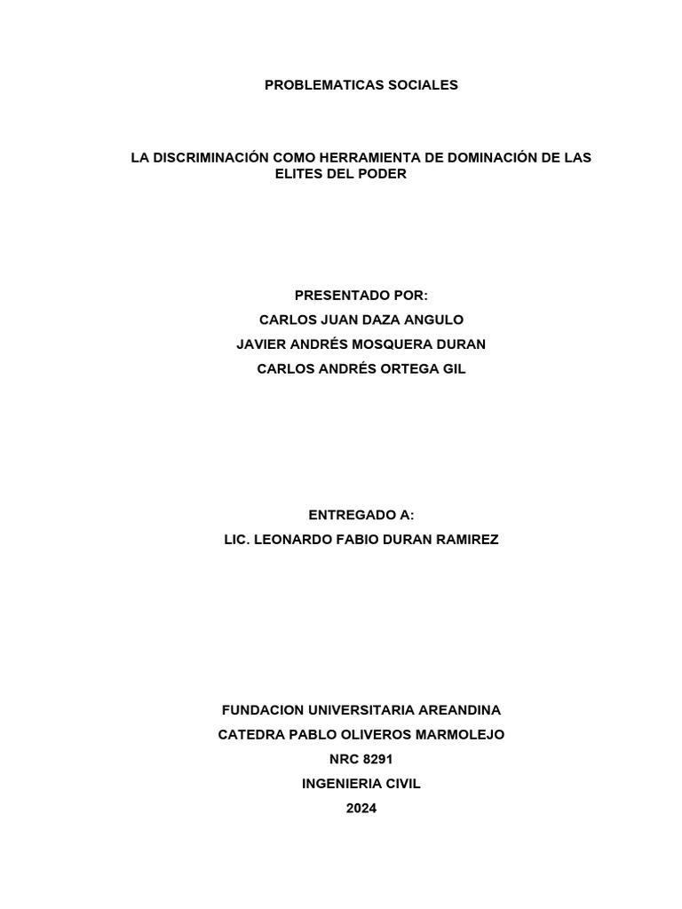 Discriminación y Poder en Colombia | PDF | Discriminación | Psicología Social