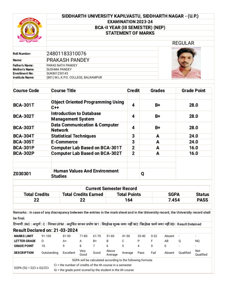 Regular 24801183310076 Prakash Pandey: EXAMINATION 2023-24 | PDF | Software Engineering | Computing