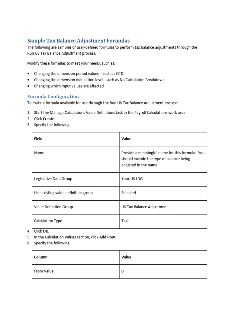 Tax Balance Adjustment Formulas Guide | PDF | Computer Programming