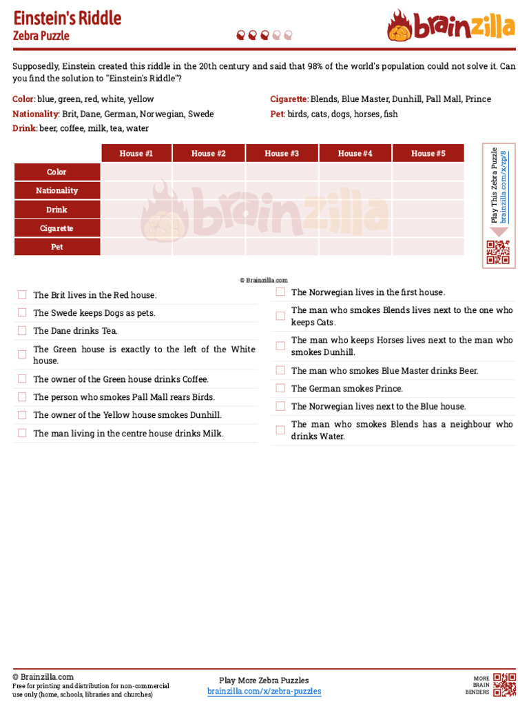 Einsteins Riddle | PDF | Puzzles