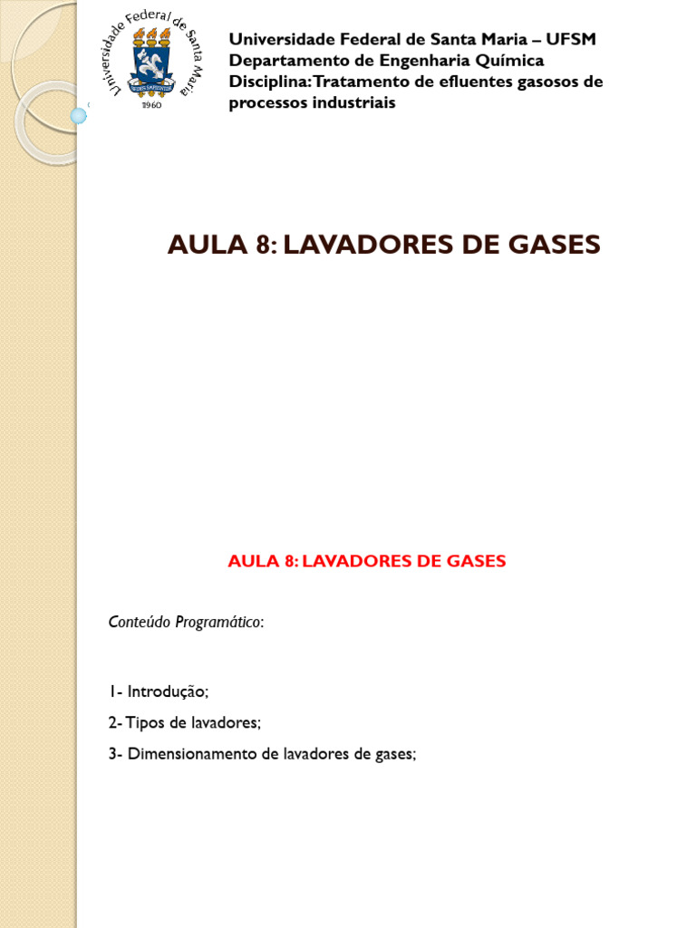 Aula 8 Lavadores de Gases | PDF | Gases | Massa