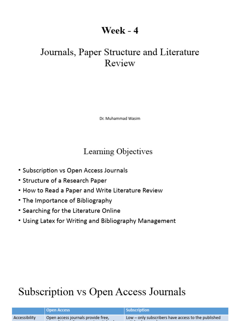 Week 4 - Paper Structure and Literature Review - 1 | PDF | Citation ...