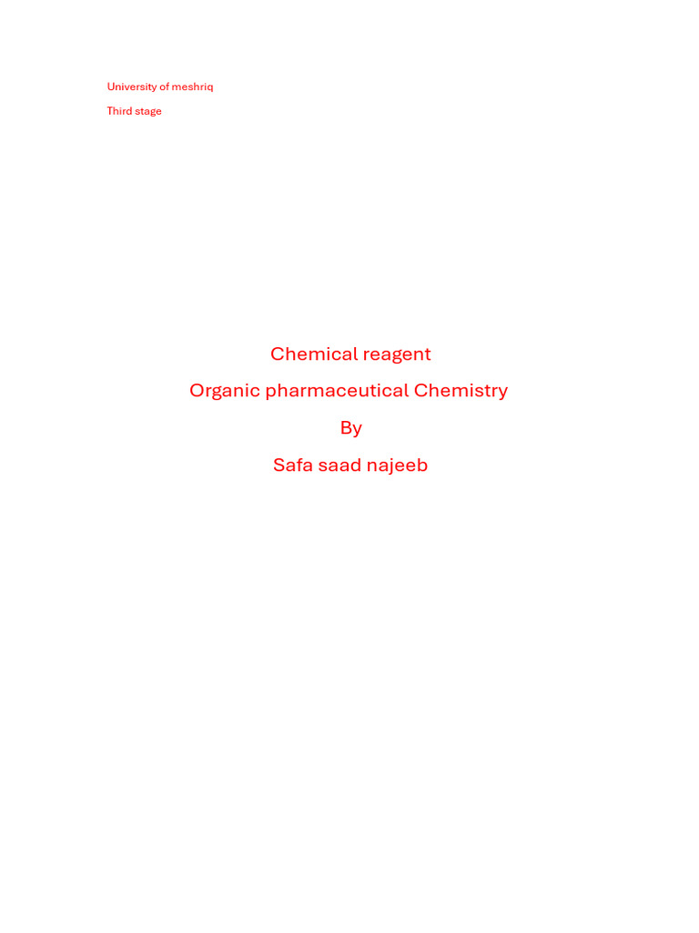Chemical report | PDF | Reagent | Chemical Substances