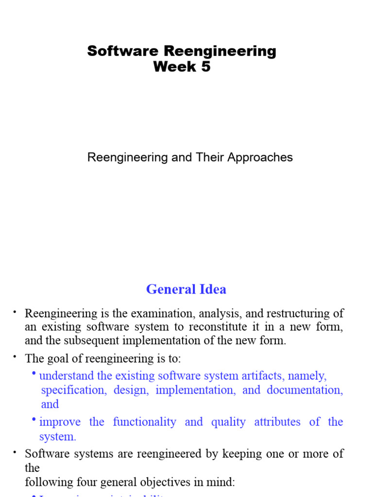 Week 5 Reengineering | PDF | Abstraction (Computer Science) | System