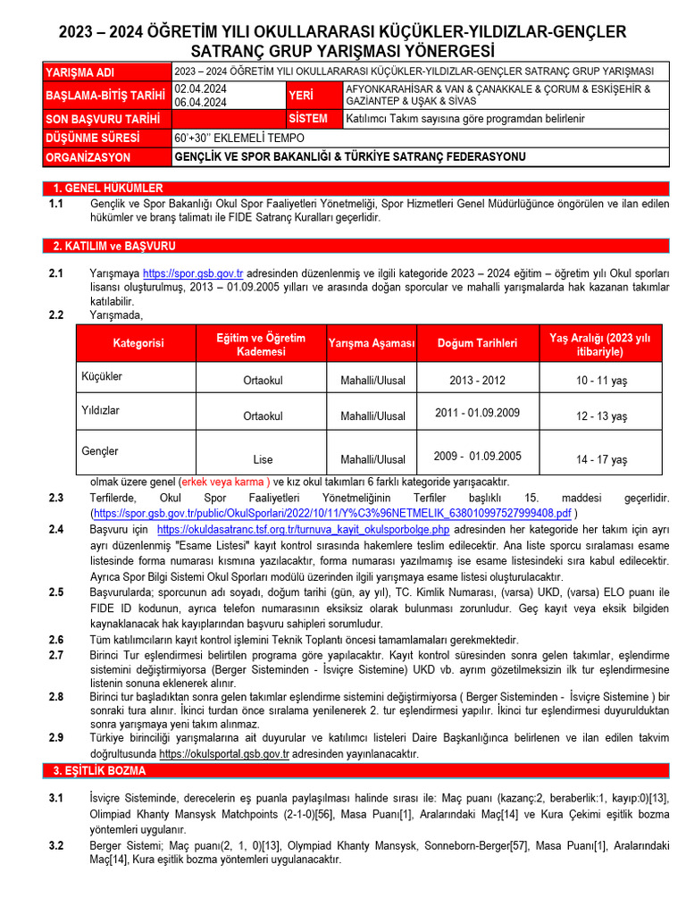 2023-2024 o G Reti M Yili Okullararasi Ku C U Kler-Yildizlar-Genc Ler Bo Lge Yaris Masi Yo ...