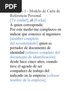 Modelo de Carta de Referencia Personal | PDF