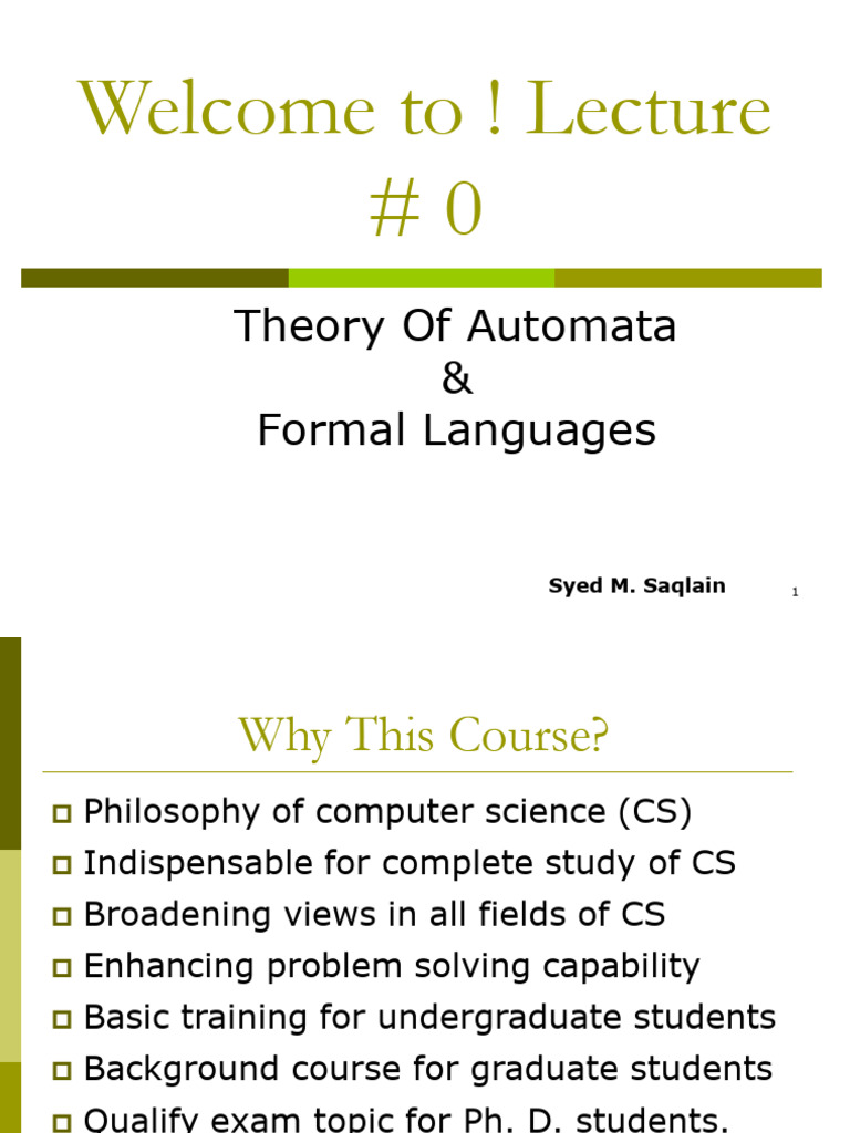 Lesson 0 | PDF | Automata Theory | Theoretical Computer Science Lesson 0 | PDF | Automata Theory | Theoretical Computer Science