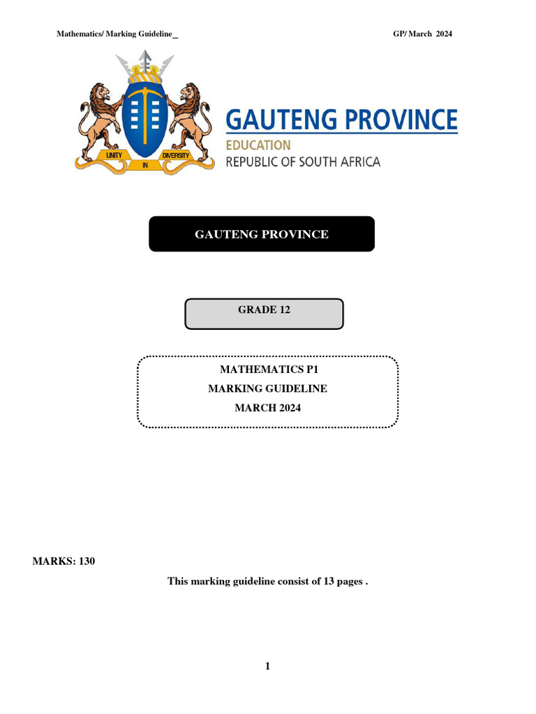 First Push 2024 Grade 12 Marking Guide March 2024 | PDF | Logarithm ...