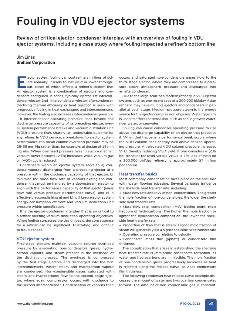 Fouling in VDU Ejector Systems | PDF | Heat Exchanger | Distillation