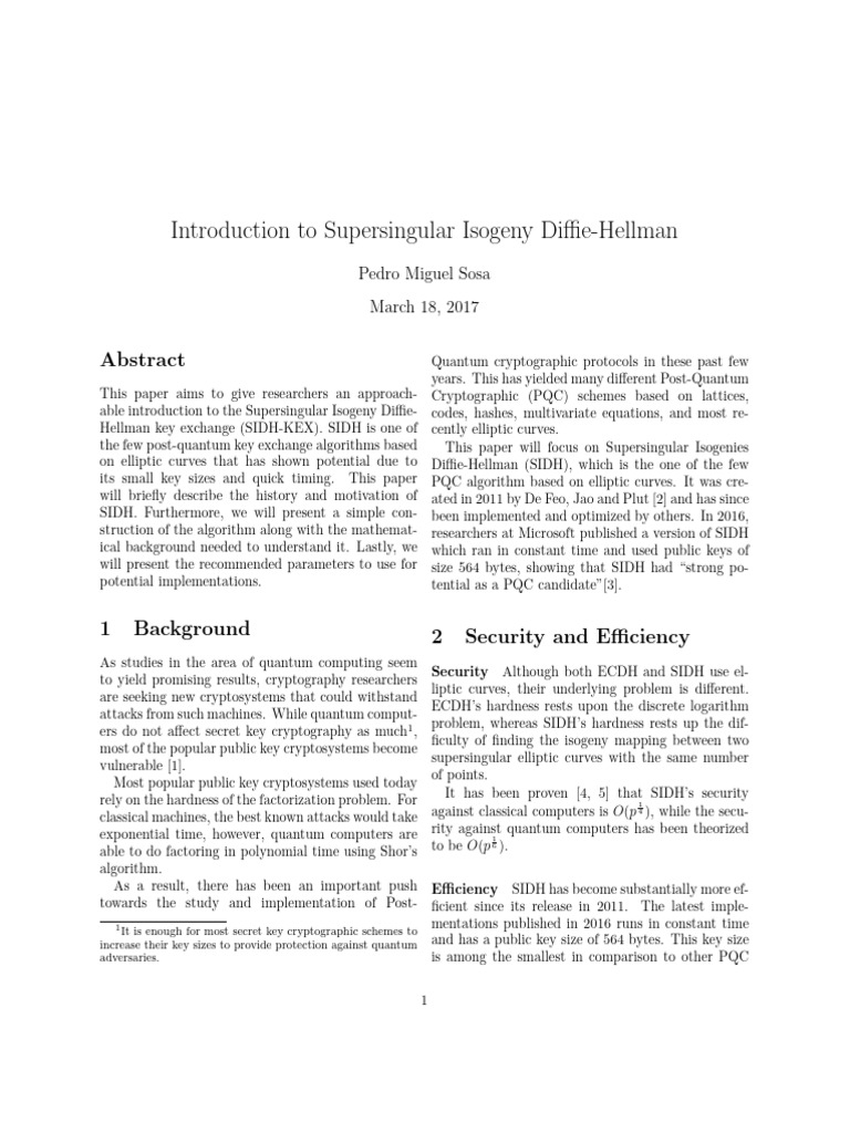 Introduction To Supersingular Isogeny Di | PDF | Cryptography | Security Engineering