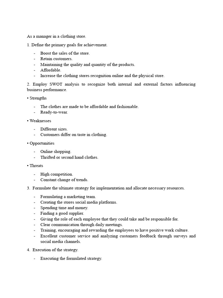 Clothing Store Management Strategies Pdf