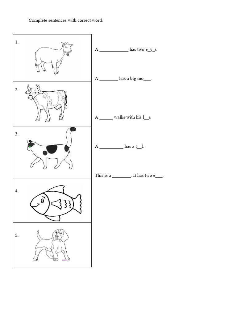 Animal-Fill in The Blanks | PDF