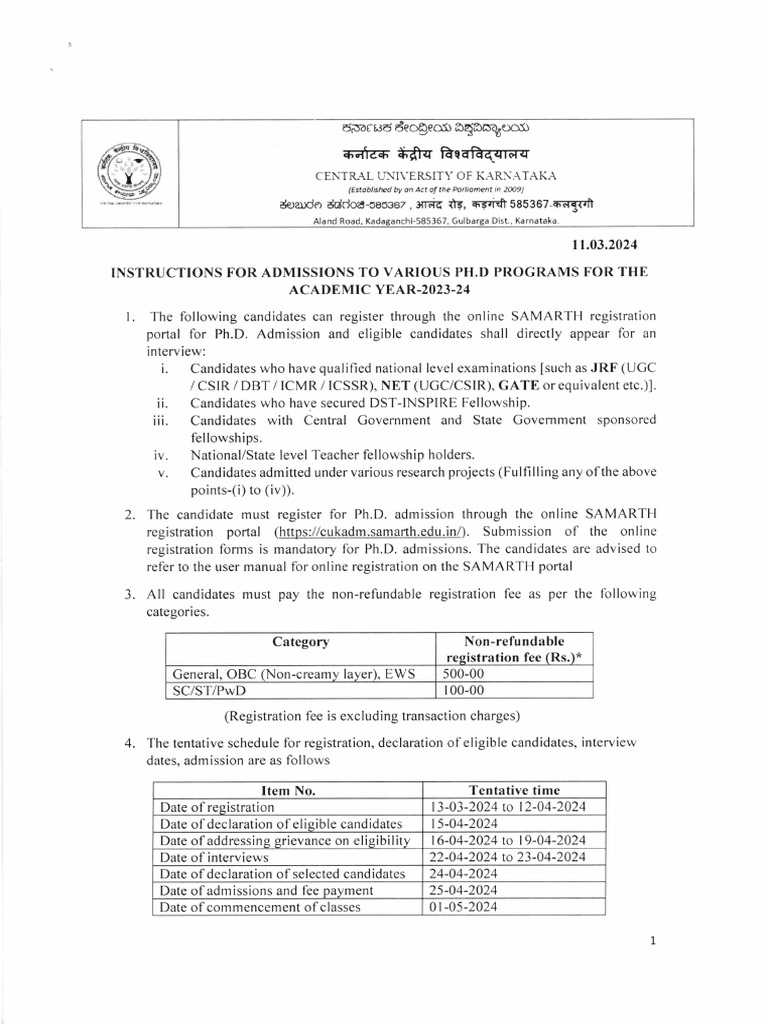 Instructions PHD Admission 2023-2024 | PDF | Doctor Of Philosophy | Qualifications