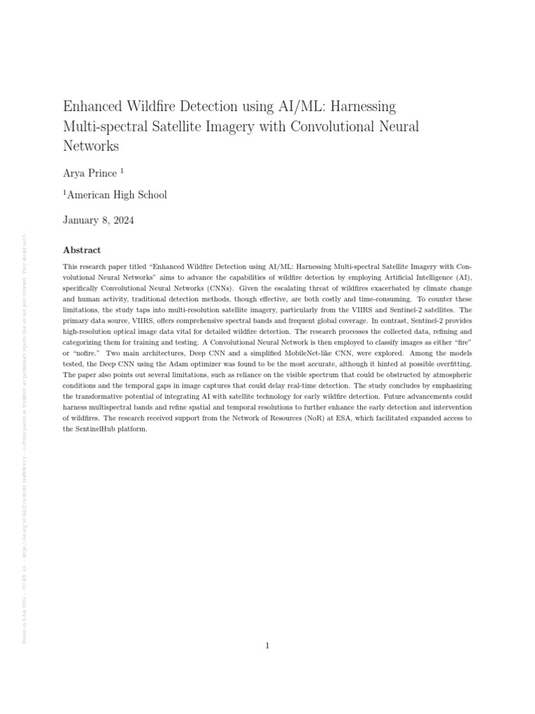 Enhanced Wildfire Detection Using Aiml Harnessing Pdf Wildfire Infrared