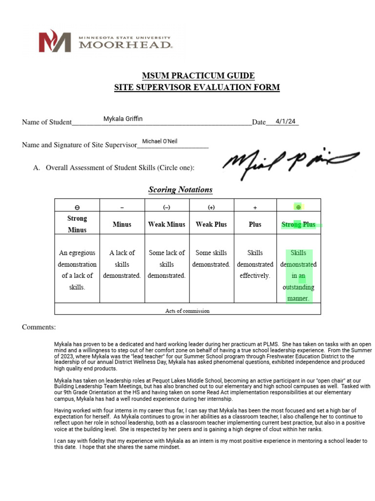 Msum Supervisor Sign-Off-2 | PDF | Leadership | Teachers
