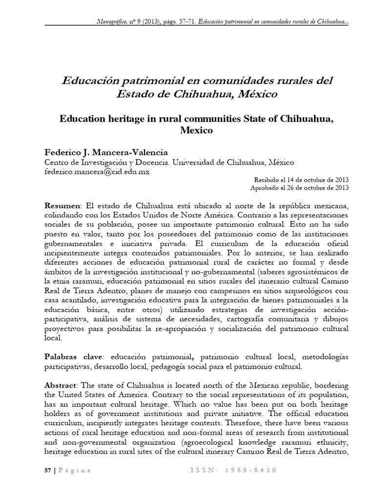 Educacion Patrimonial en Comunidades Rur | PDF | Conocimiento | Investigación para la Acción